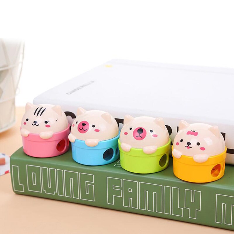 cute 1Pcs Double Hole Cartoon Cat Bear Pencil Shar... – Grandado