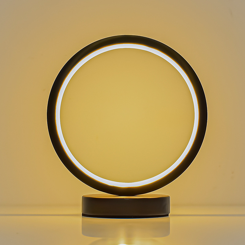 18CM LED Simple Circular Ring Table Lamp Bedroom B... – Vicedeal
