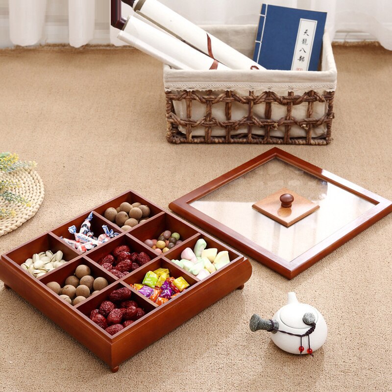 Wooden Square Snack Platter with Lid Multi-purpose... – Vicedeal