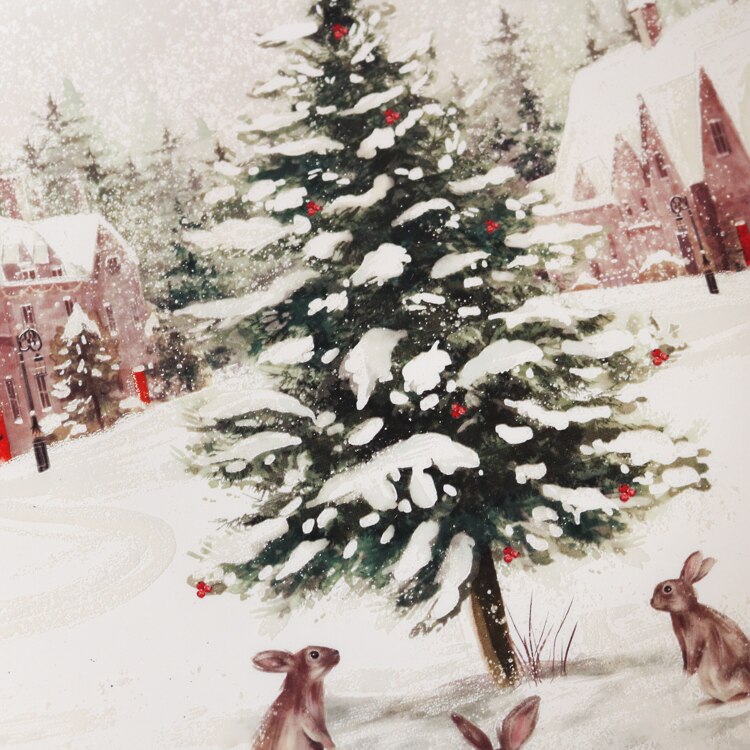 Christmas Tree Winter Snow Rabbit 10 "Dinner Plate... – Grandado