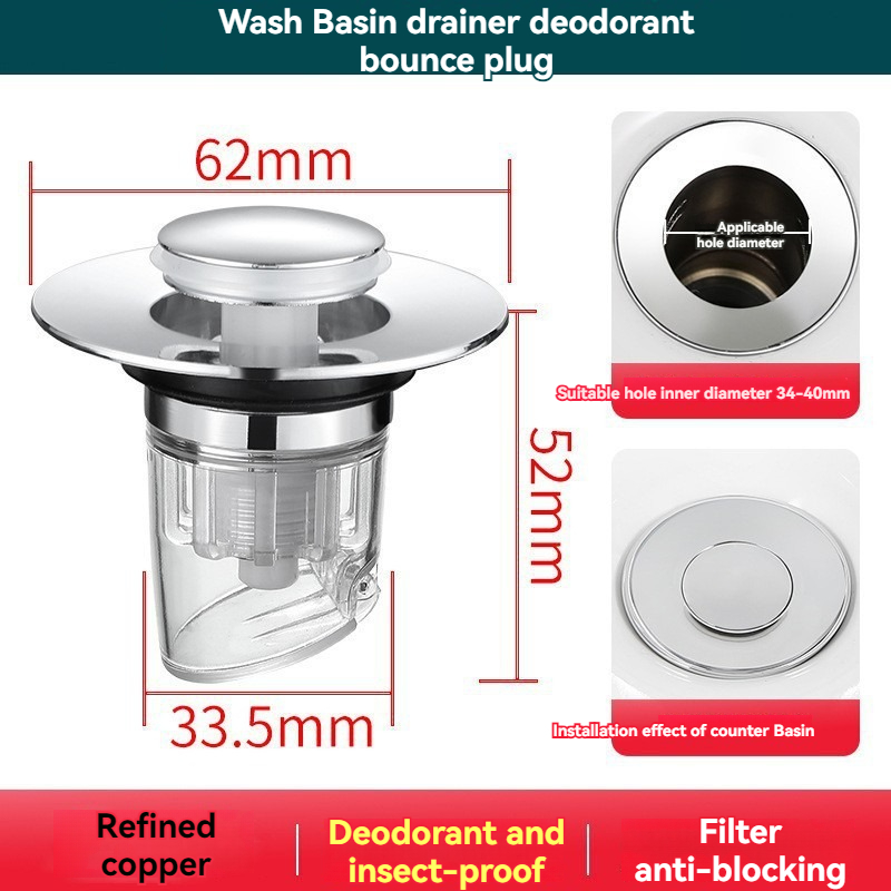 Universal Washbasin Press Type Drainage Filter Was... – Grandado