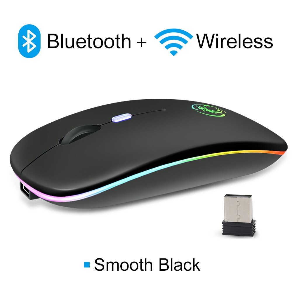 RGB Wireless Mouse Bluetooth Rechargeable Mouse LE... – Grandado