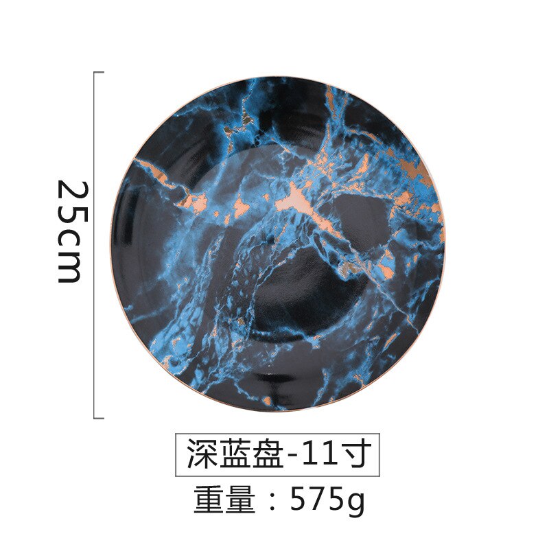 Marble Ceramic Dinner Plates Set Gold Inlay Porcel... – Grandado