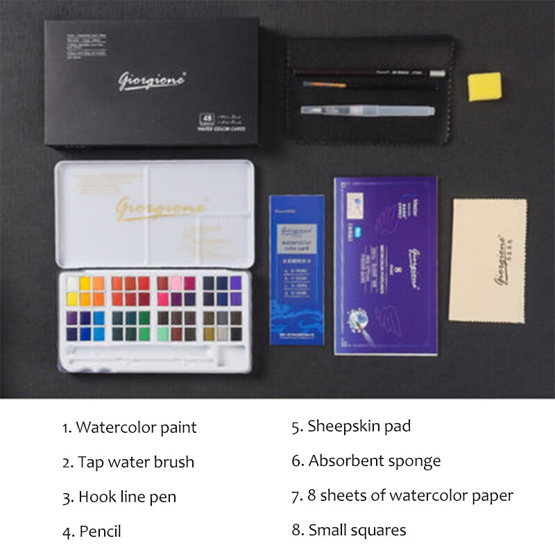 18/24/36/48 Colors Solid Watercolor Paints Set Tin... – Grandado