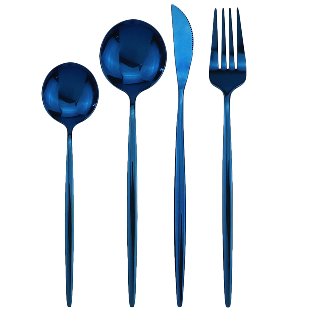 4Pcs White Gold Dinnerware Set Dessert Spoon Flatw... – Grandado