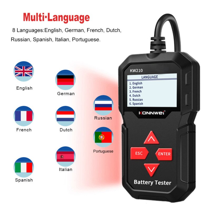 Eight language upgradeable printing 12V battery te... – Vicedeal