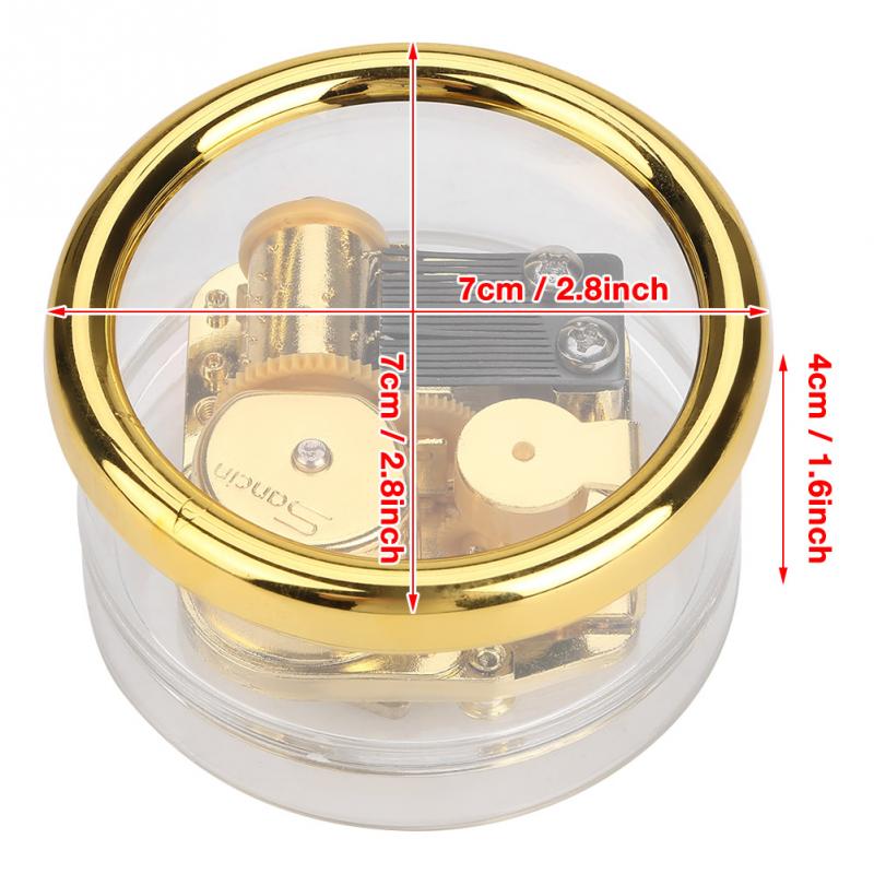 Acrylic Round Shaped Music Box Transparent Wind up. Grandado