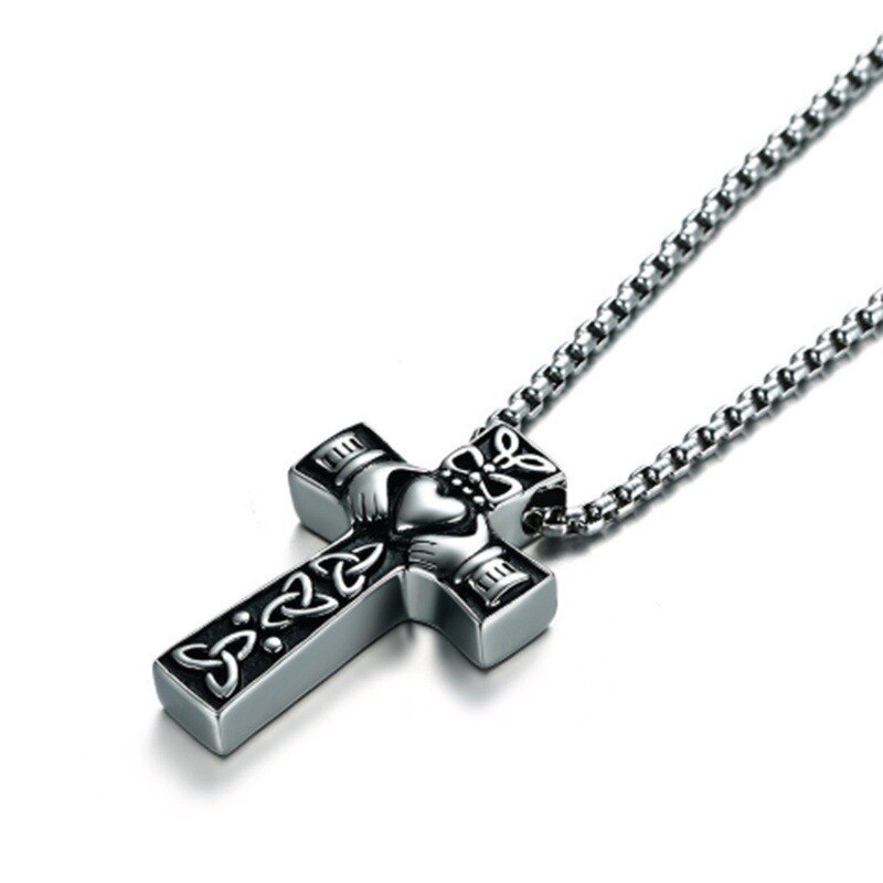 Stainless Steel Claddagh Cross Irish Heart Keepsak... – Grandado