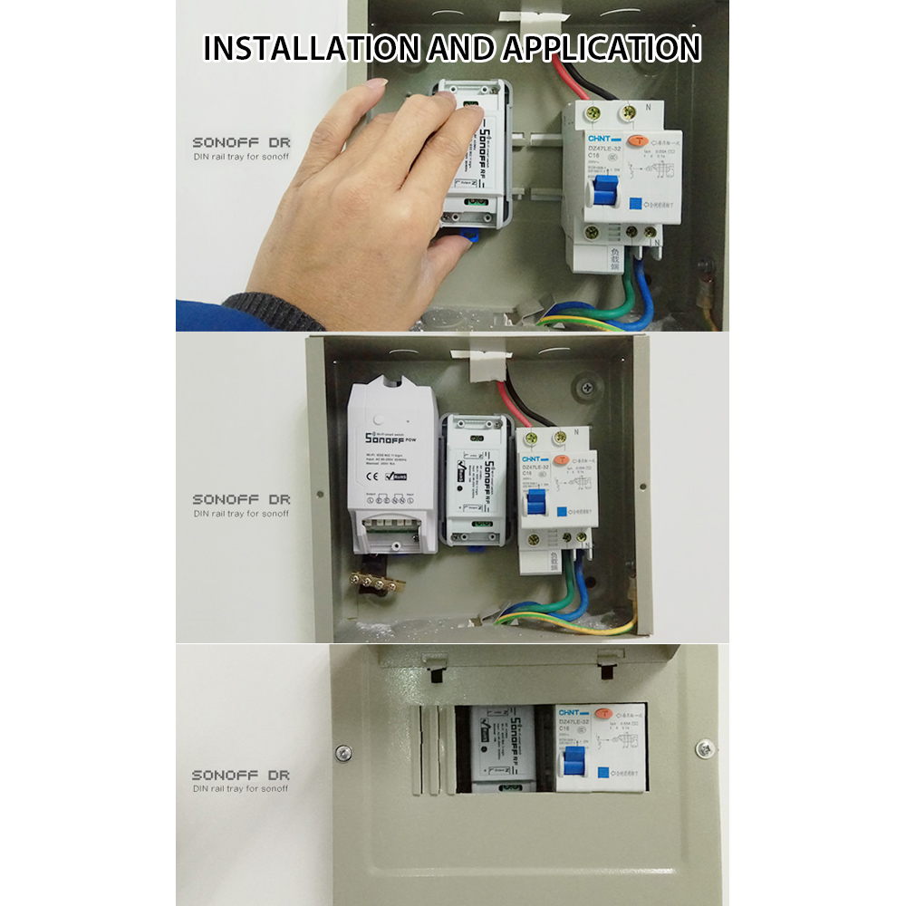 Sonoff DIN Rail Tray Adjustable Mounted Rail Case Holder For Wifi ...