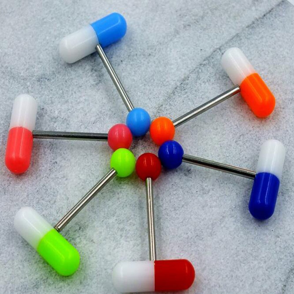 3 Piece Unique Capsule Pills Tongue Piercing Barbe... – Grandado