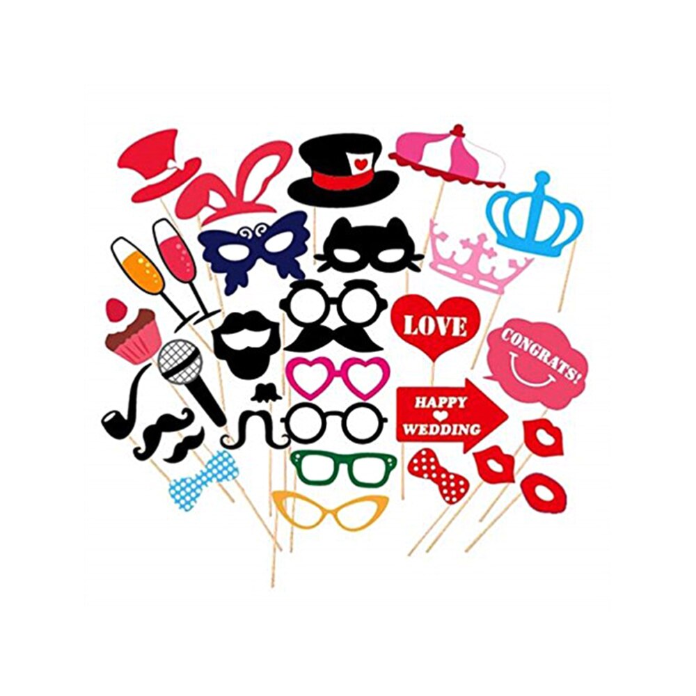 31pcs Funny Photo Booth Props Mustache Mask for We... – Grandado
