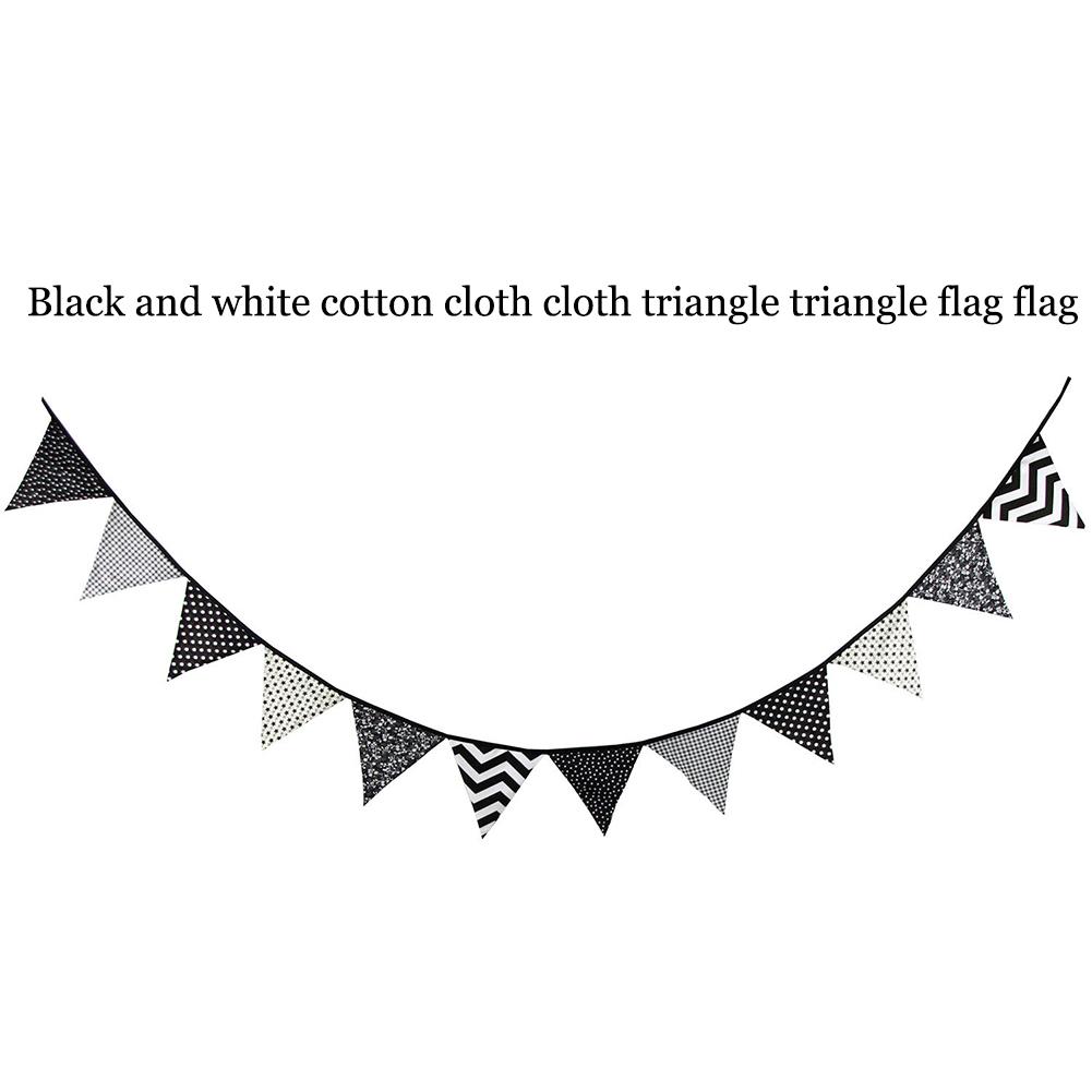 12 Flags Special Black White Cotton Fabric Triangl... – Grandado