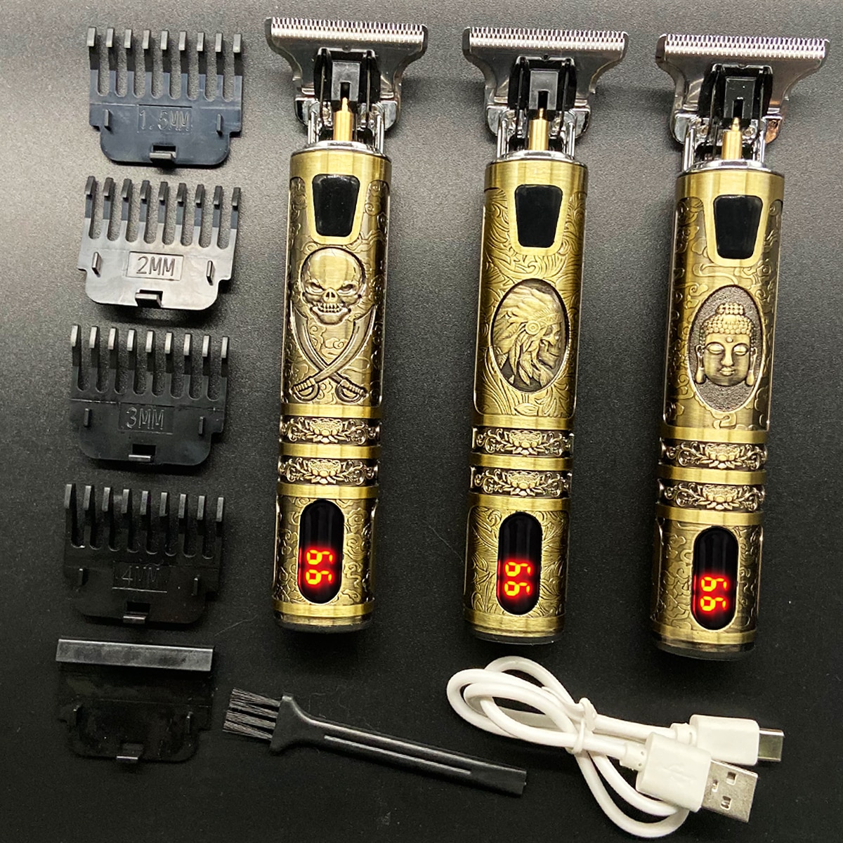 USB Charging T9 0mm LCD Electric Hair Clipper Trim... – Grandado