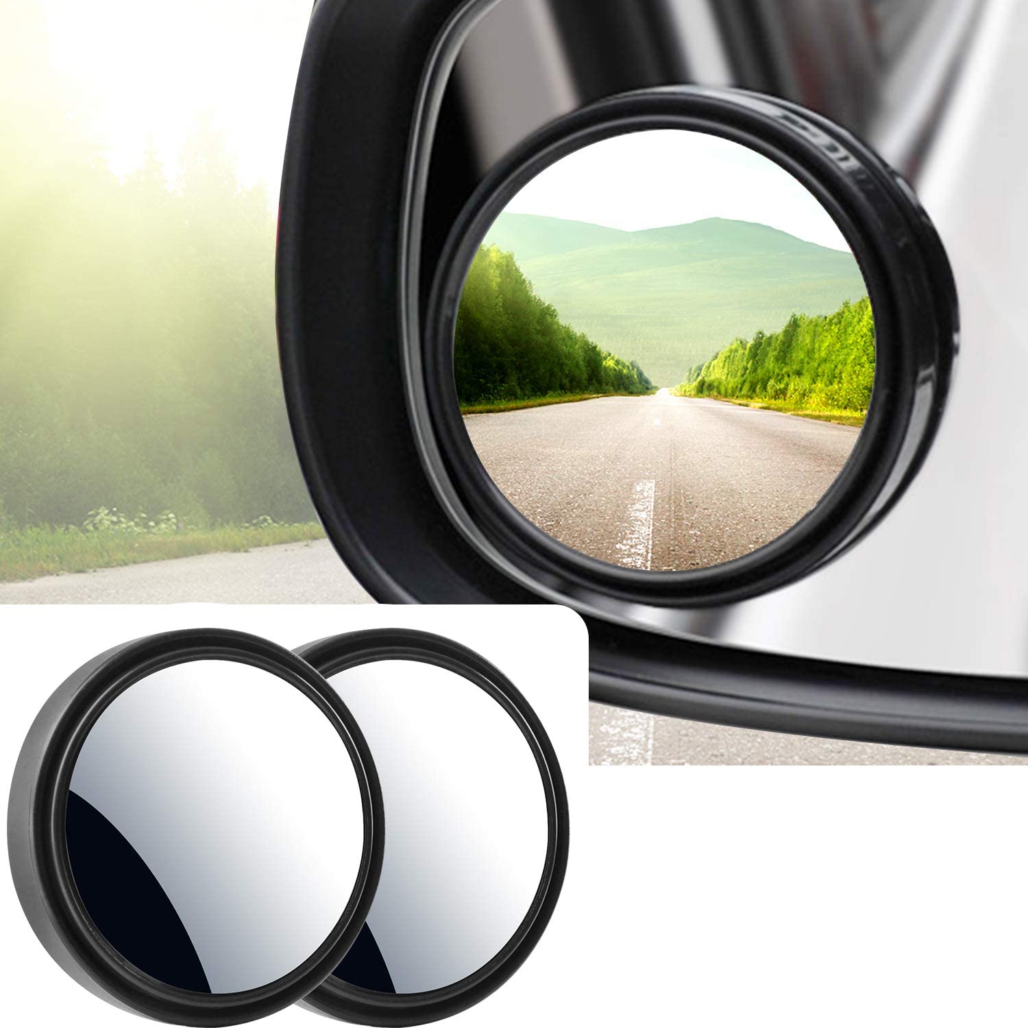 AKOUL Round HD Glass Mirrors Frameless Convex Rear... – Grandado