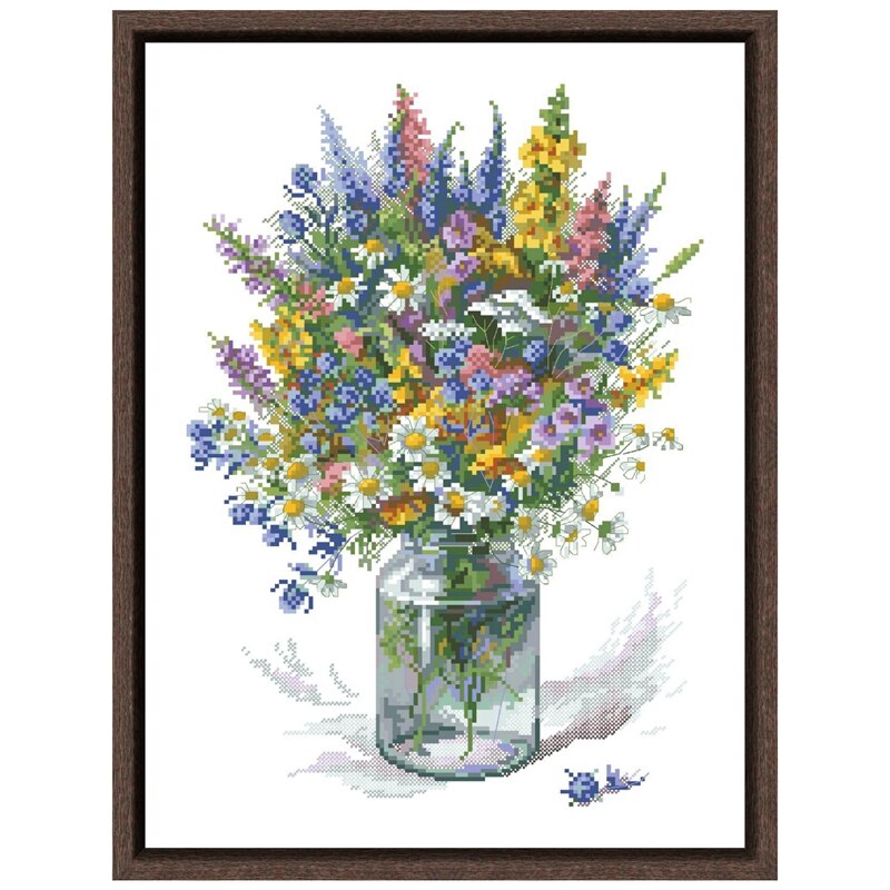 Bouquet with a jaundice cross stitch kits flower p... – Grandado