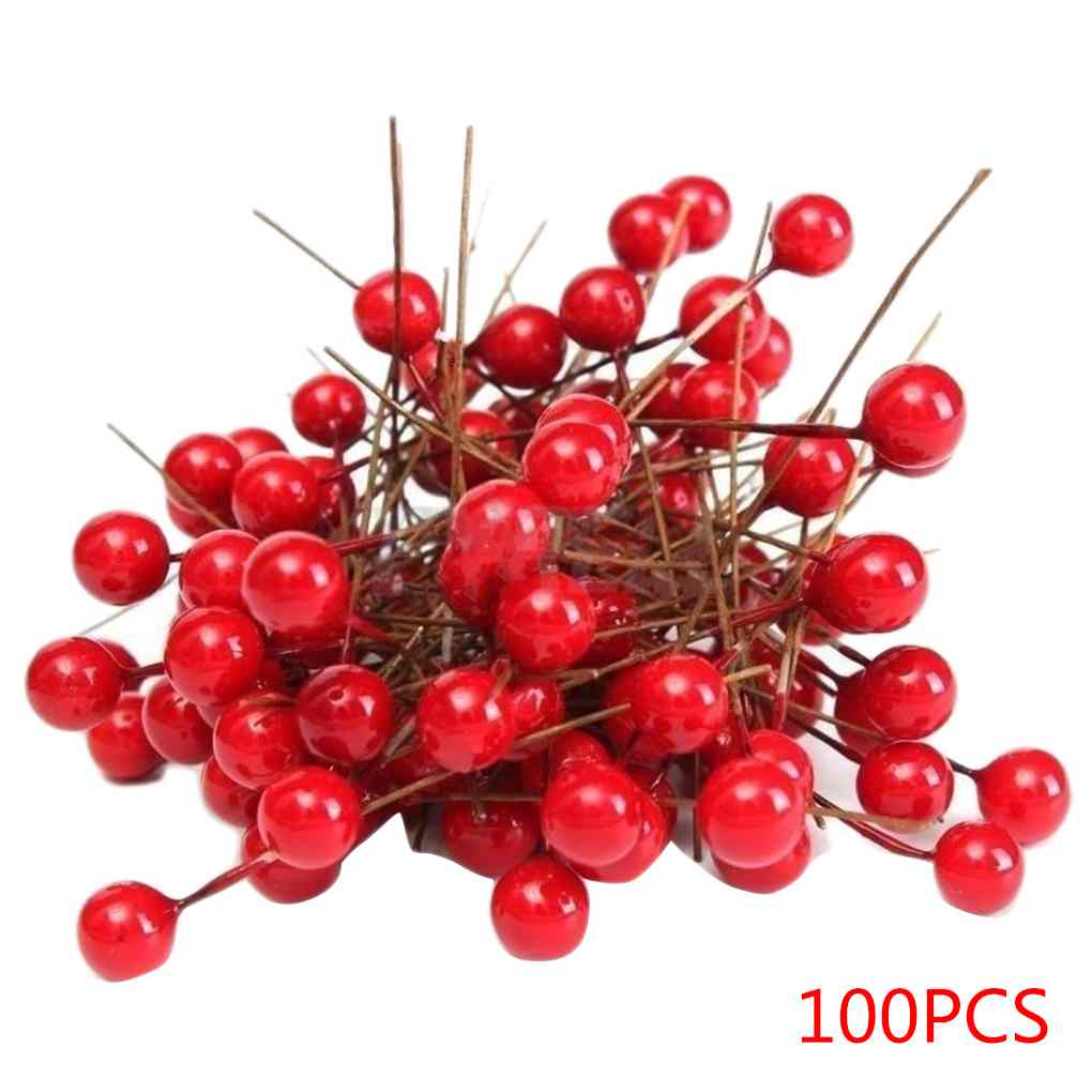 100Pcs Kunstmatige Foam Vivid Red Hulst Bessen Thu... – Vicedeal