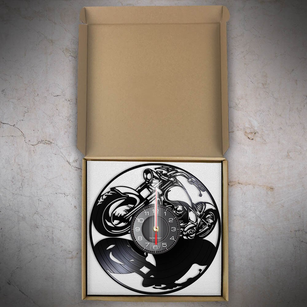 Motorcycle Vinyl Record Wall Clock Motorbike Garag... – Grandado