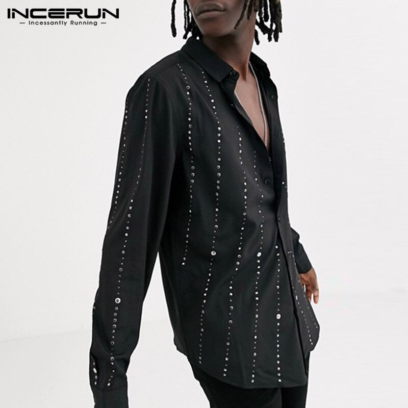 Incerun Mens Shirt Stip Lange Mouwen Turn-Down Kra... – Vicedeal