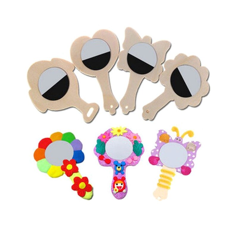 DIY White Wood Mold Mirror Painting Handmade Craft... – Grandado