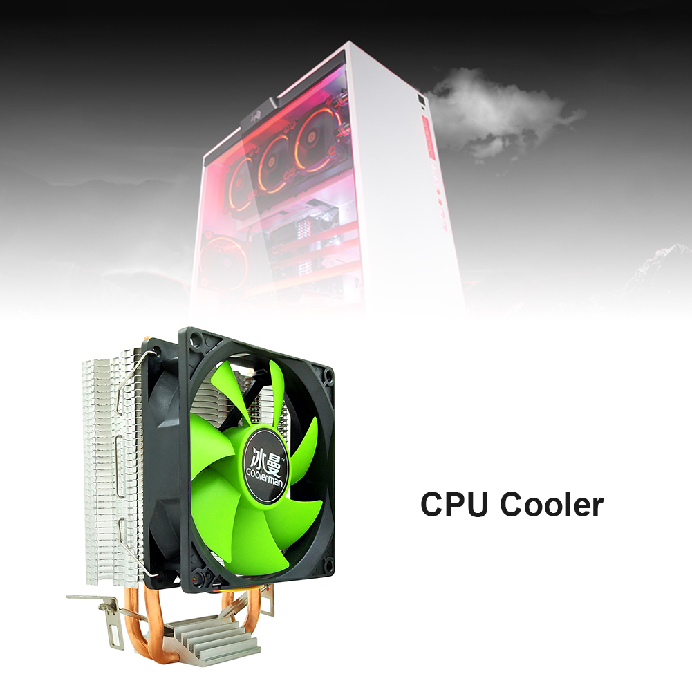 PWM Radiator Heatsink Desktop CPU Cooler Fan 2 Hea... – Grandado