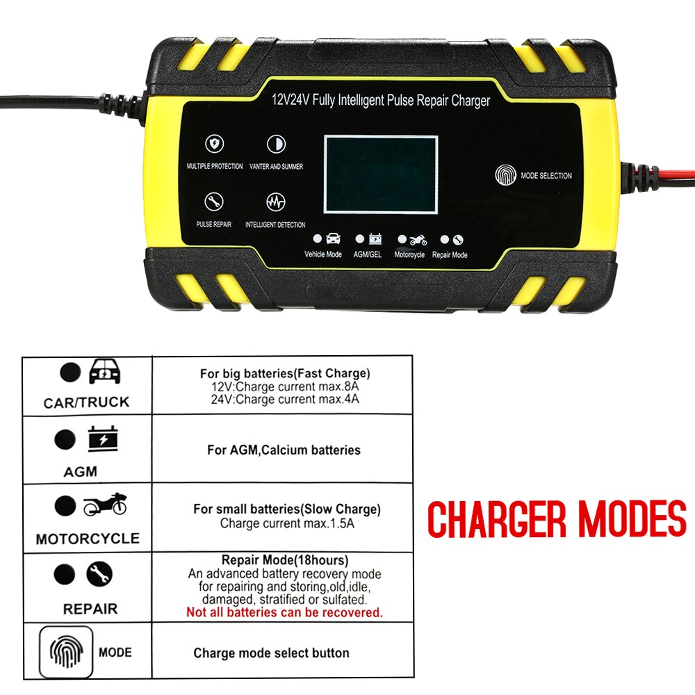 12V 24V Puls Repareren Lader Met Lcd-scherm Motorc... – Vicedeal