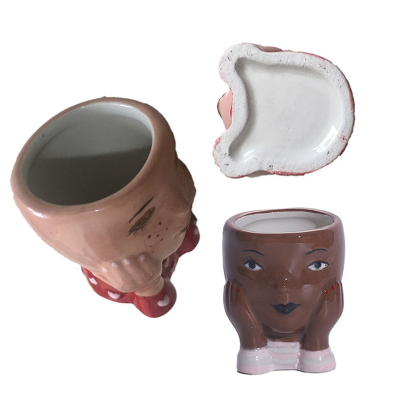 Human Face Ceramic Flower Pot Cute Face Vase Sculp... – Vicedeal