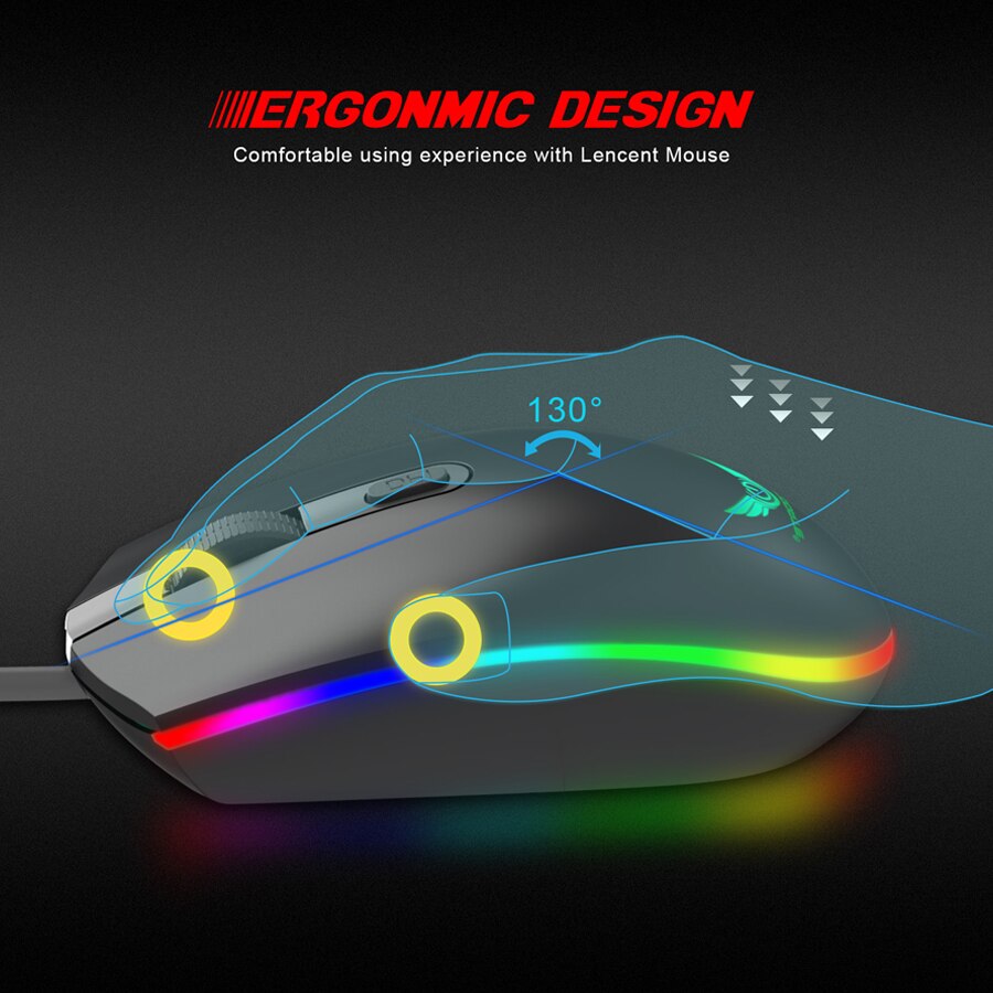 ZERODATE V6 USB Wired Mouse LED Colorful Breathing... – Grandado