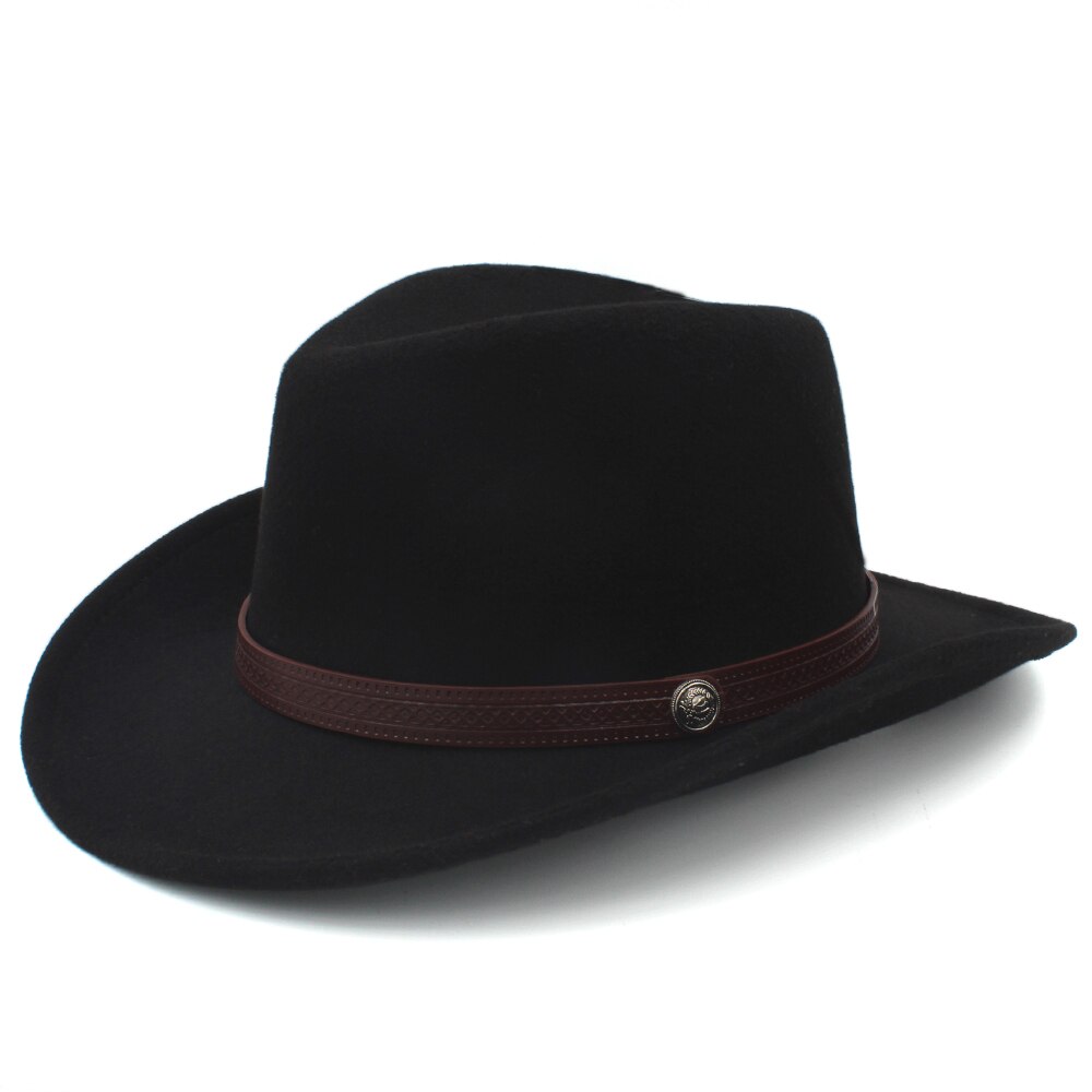 Men Women Wool Blend Western Cowboy Hats Wide Brim... – Grandado