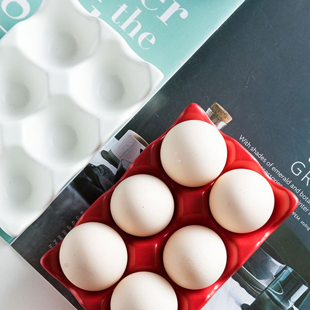 6 Grids Egg Tray Ceramic Egg Holder Egg Storage Co... – Grandado