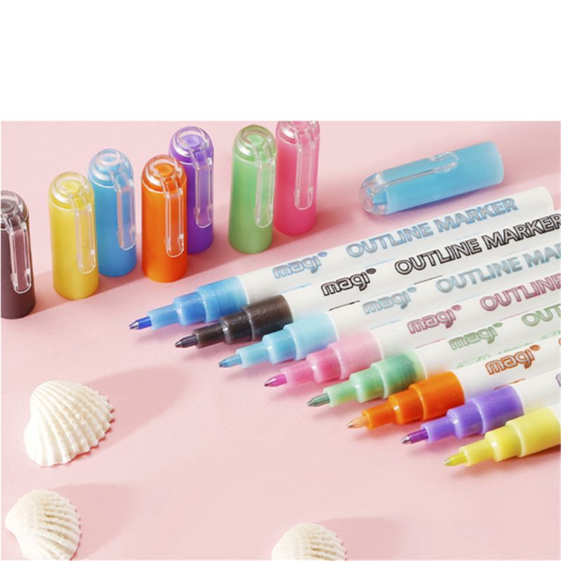 Self-outline Metallic Markers, 8pcs Double Line Pe... – Grandado