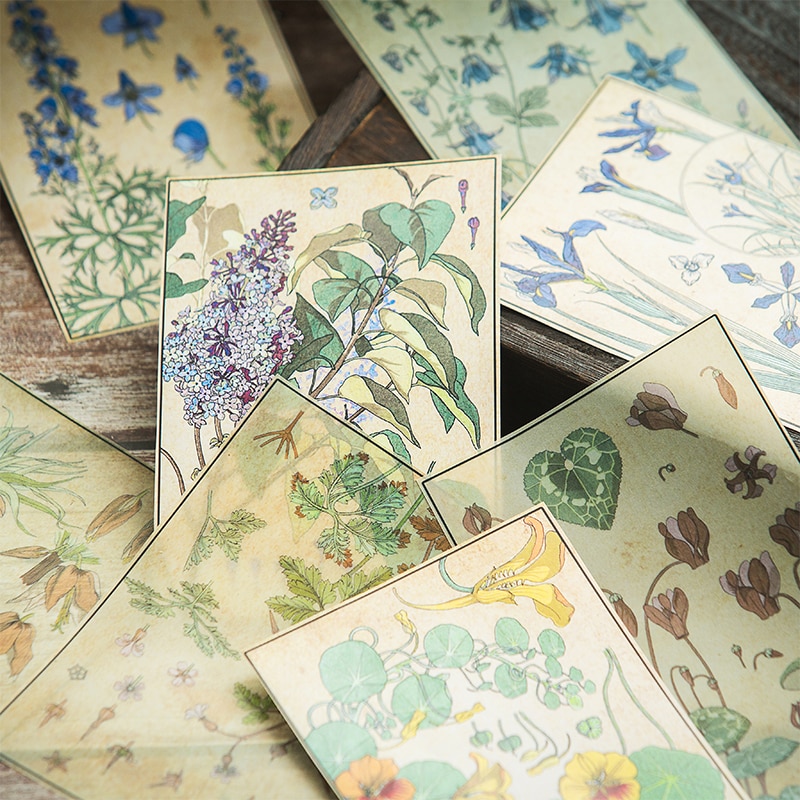 Vintage Plants Illustration Background Paper DIY S... – Grandado