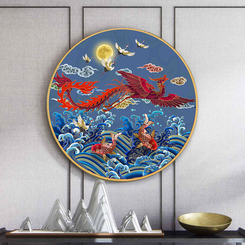 DIY DMC Chinese style Carp Crane Crane Phoenix Rou... – Grandado