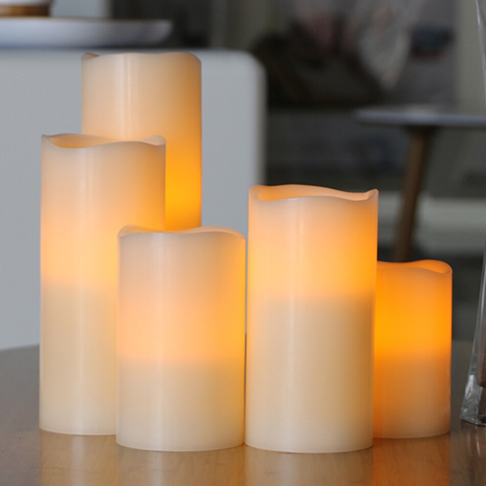 Battery operated led candle light, Pillar wax cand... – Grandado
