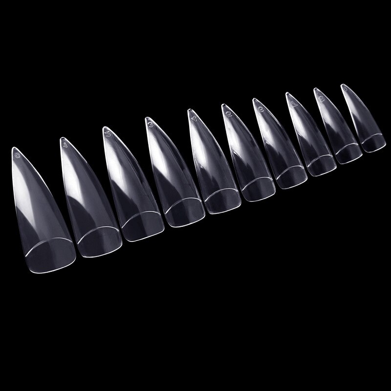 Natural/Clear Stiletto Nail Tips-600 pcs-Lange Sti... – Vicedeal