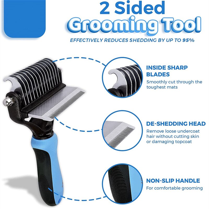 Pet Grooming Cleaning Tool 2 in 1 Pet Shedding Too... – Grandado