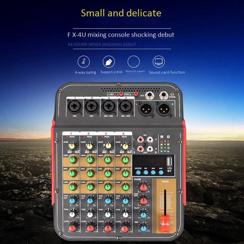 FX-4U 4-Channel USB Jack Portable o Sound Mixer Bl... – Grandado