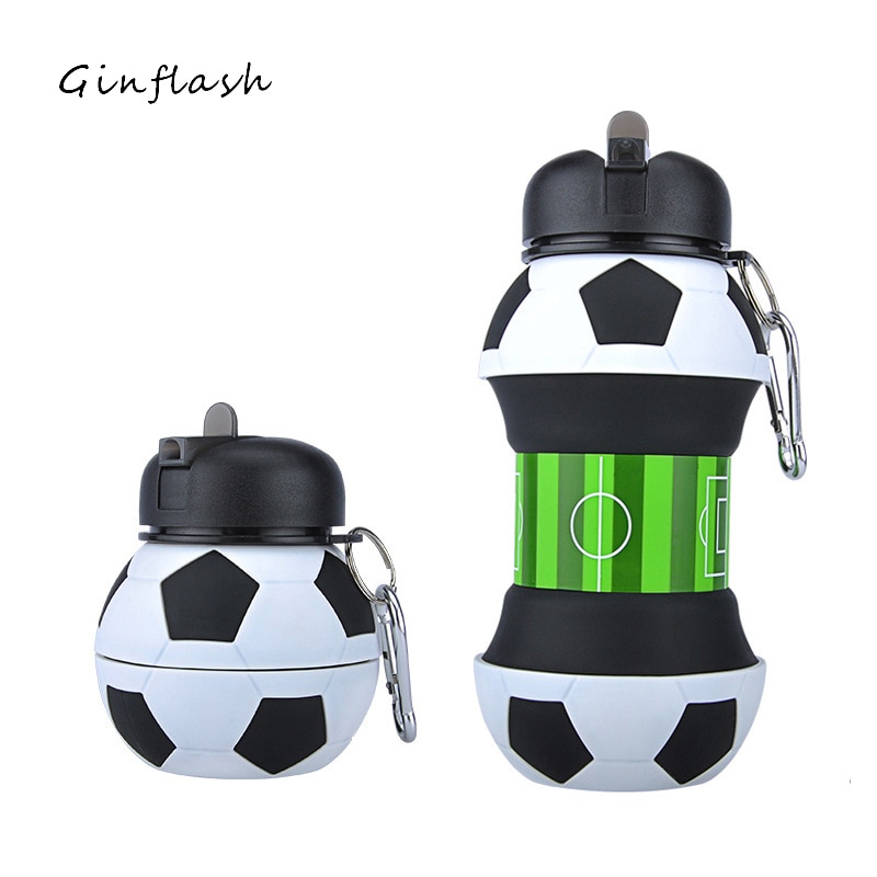 Football Soccer Silicone Water Bottle with Straw F... – Grandado