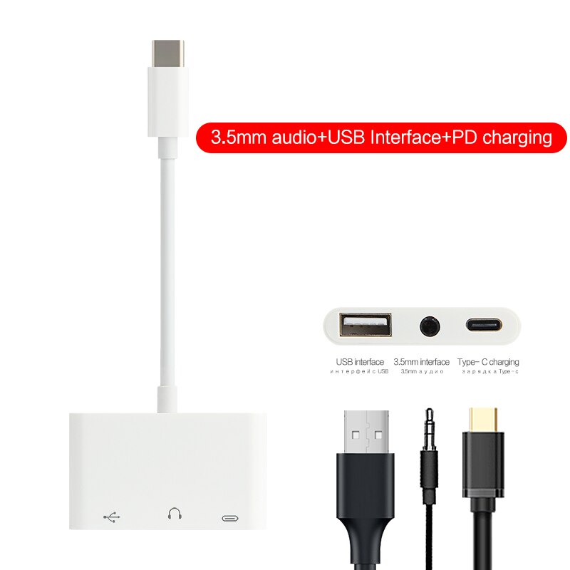 USB C to USB charge 3.5mm AUX Headphones Adapter F... – Grandado
