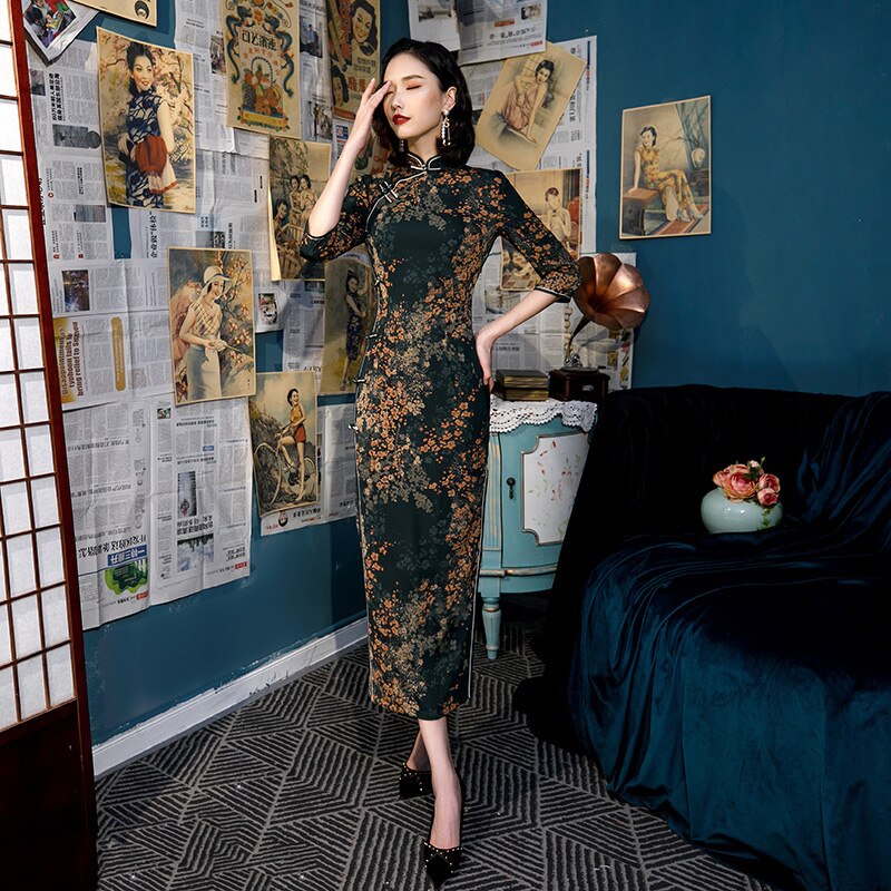 Green Satijn Cheongsam Chinese Klassieke Strakke Q... – Grandado