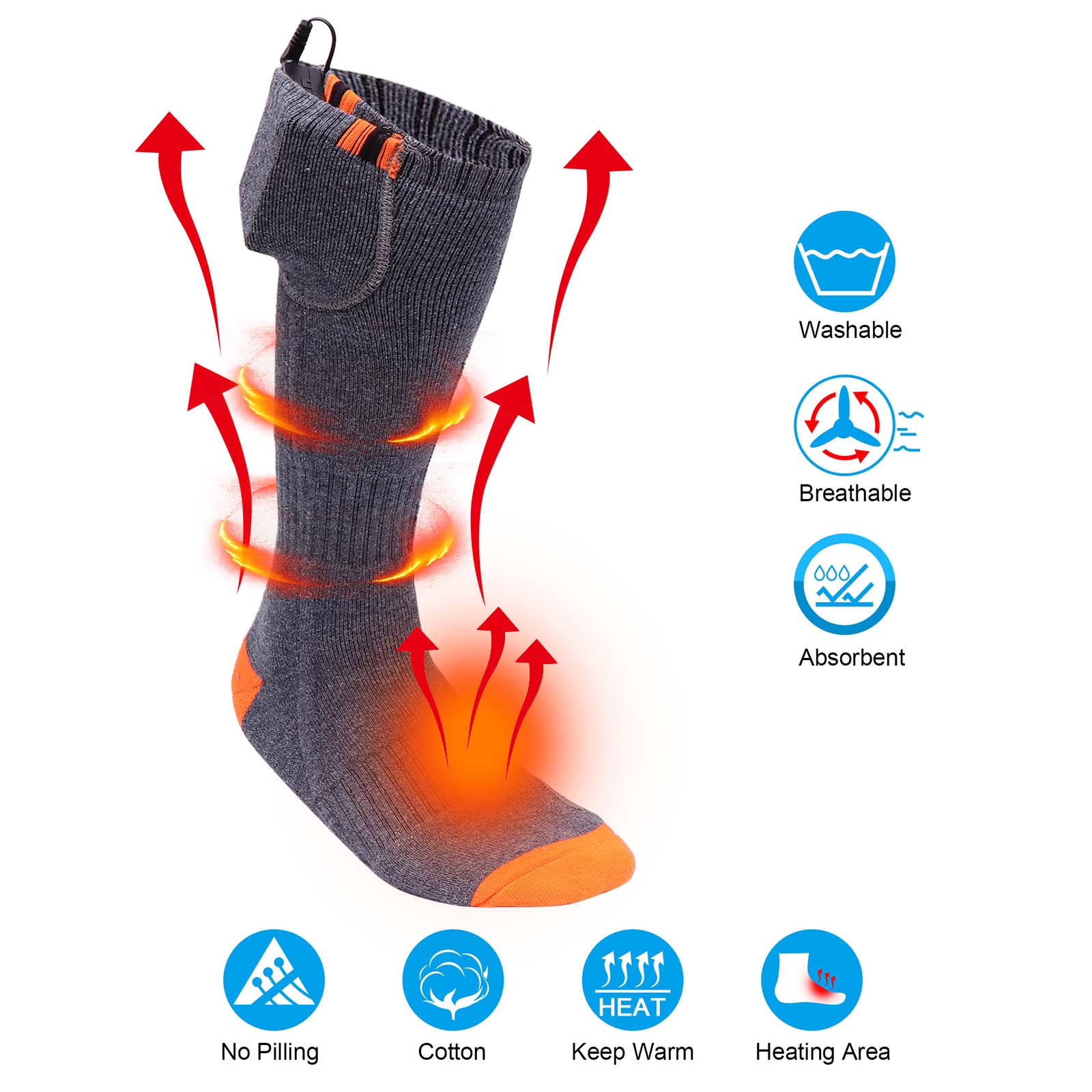 Heated Socks Men Women Battery Sock Cold Feet Elec... – Grandado