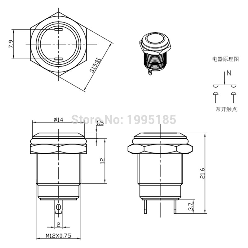 1pcs 3V LED 12mm Flat Head Power Supply Sign Light... – Grandado