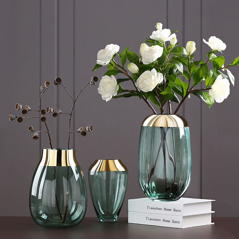 Guldfolie blomma vas figurer vardagsrum dekor till... – Vicedeal