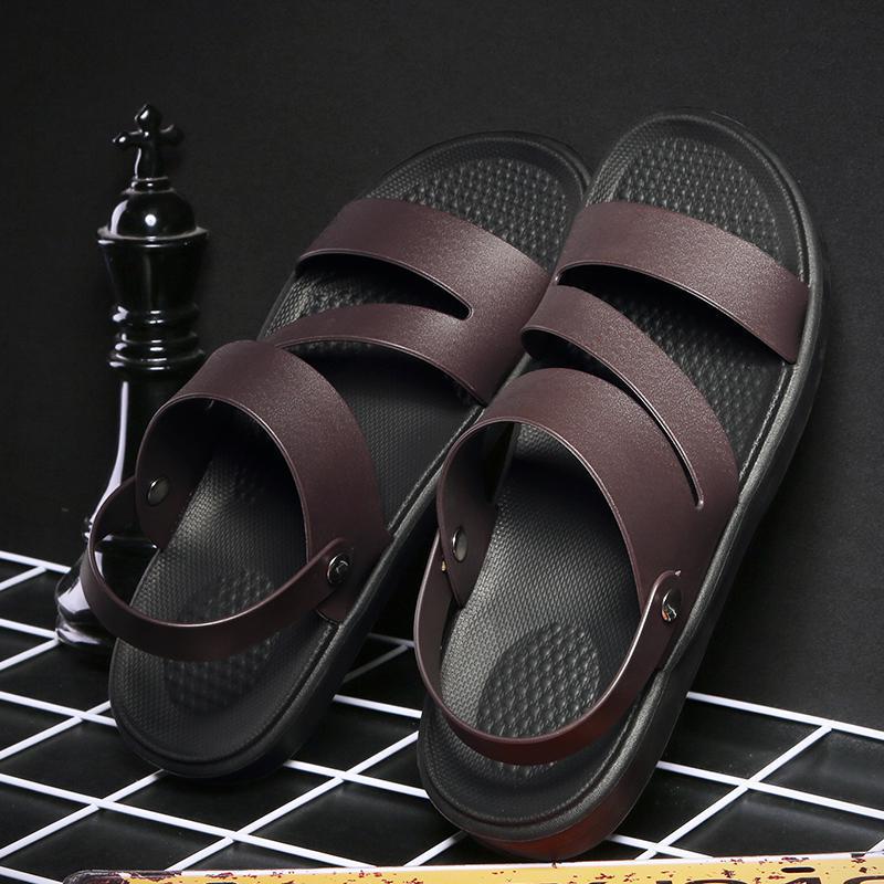 Summer Sandals Men black Classic Roman Sandals Sli... – Grandado