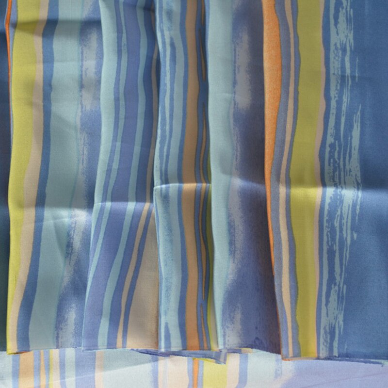 Pure Zijde Dupion Stof Blauw Gestreepte Stof Zijde... – LovingPrices