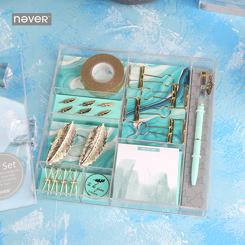 Aldrig lyseblå fjer papirvarer sæt til piger tape ... – Vicedeal