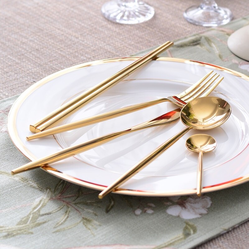 Golden Mirror Western Tableware Cutlery Set 304Sta... – Grandado