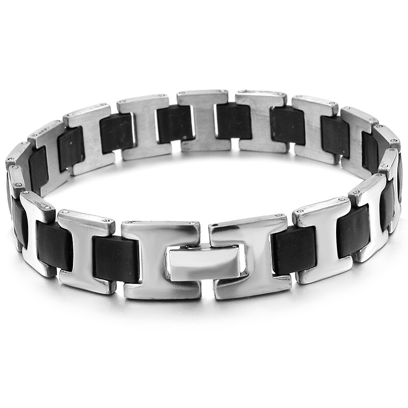 Gokadima pulsera de acero inoxidable de goma de si... – Grandado