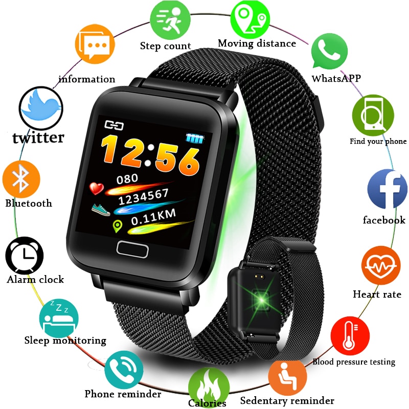 Smart klocka män blodtryckspulsmätare milanesiskt ... – Vicedeal