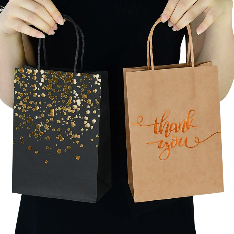 6pcs Kraft Paper Bags With Handle Solid Color Kraf... – Grandado