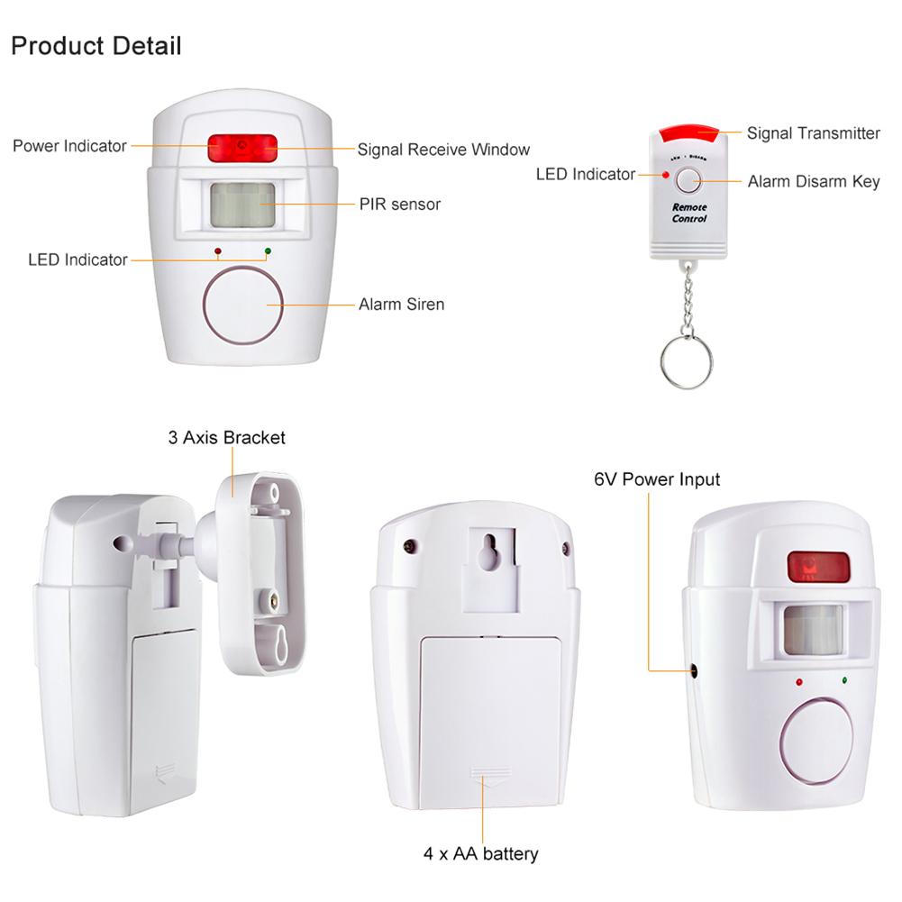 Motion Sensing Alarm Fernbedienung Infrarot Drahtl Grandado